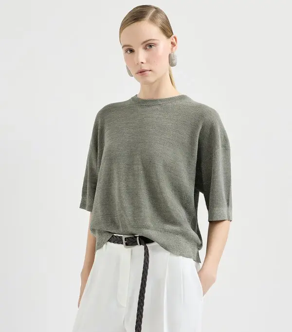 Brunello Cucinelli Sparkling Short-sleeve Sweater - Green