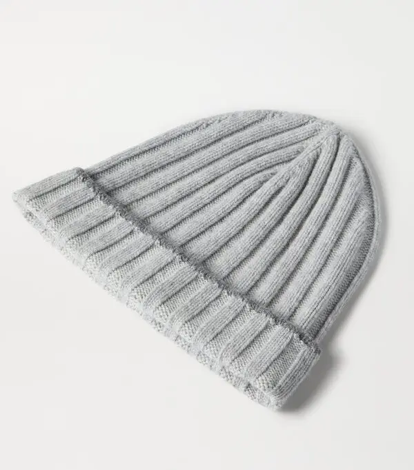 Brunello Cucinelli Cashmere Ribbed Beanie - Grey