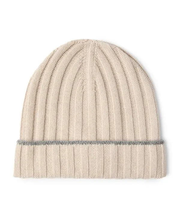 Brunello Cucinelli Cashmere Ribbed Beanie - Brown