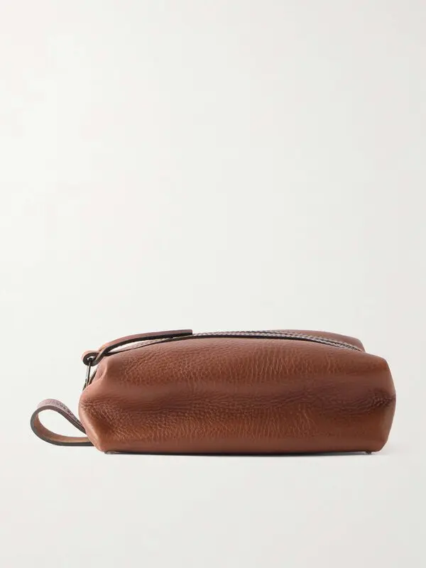 BLEU DE CHAUFFE Zazou Full-grain Leather Wash Bag - Brown