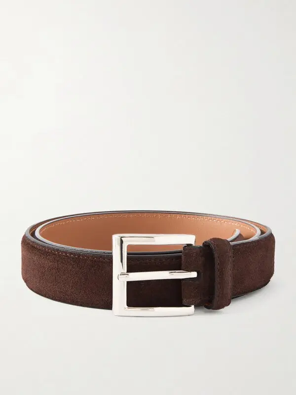 BEAMS 3cm Suede Belt - Brown