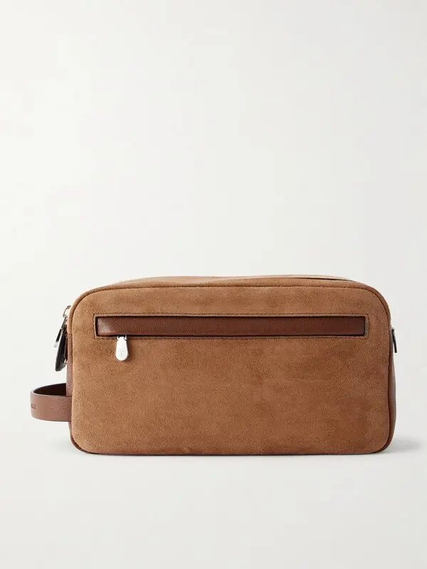 Brunello Cucinelli Leather-trimmed Suede Pouch - Brown