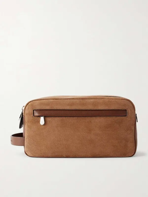 Brunello Cucinelli Leather-trimmed Suede Pouch - Tan