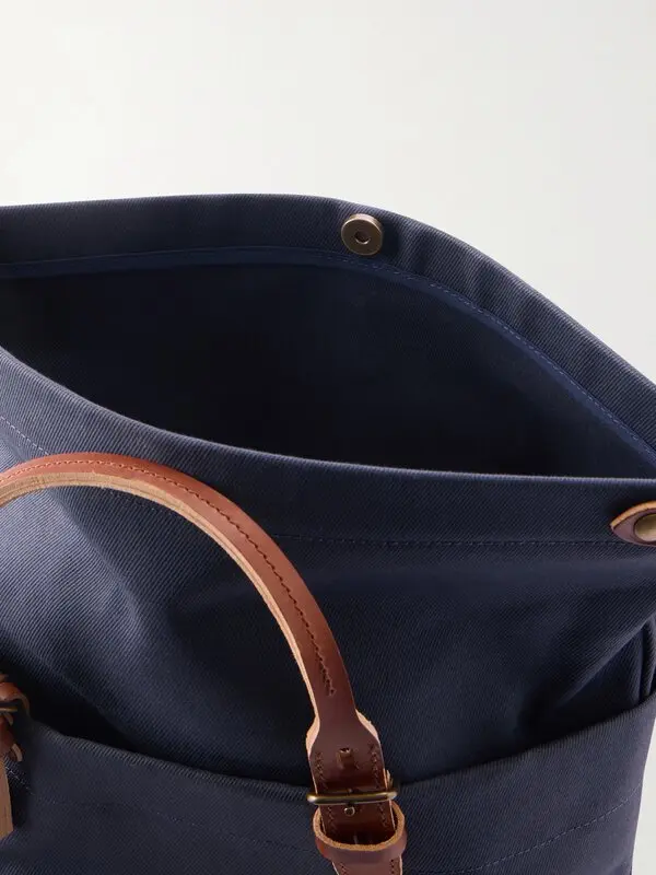 BLEU DE CHAUFFE Leather-trimmed Waxed Cotton-canvas Backpack
