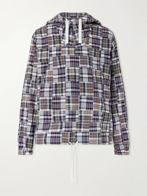 BEAMS Patchwork Checked Cotton Jacket