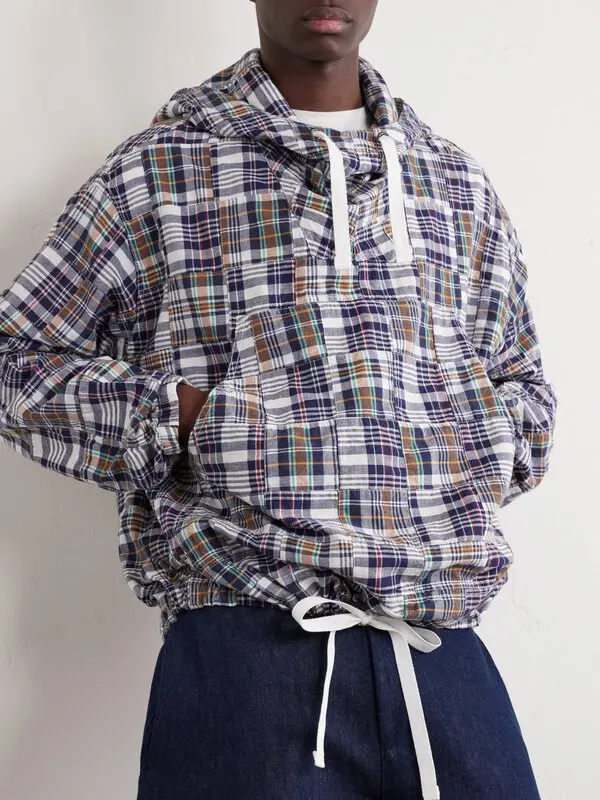 BEAMS Patchwork Checked Cotton Jacket