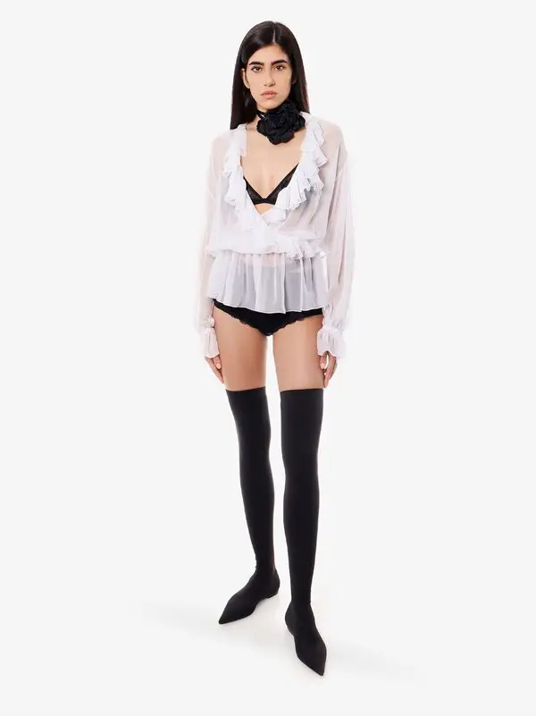 Dolce & Gabbana Silk Shirt With Ruffles - White