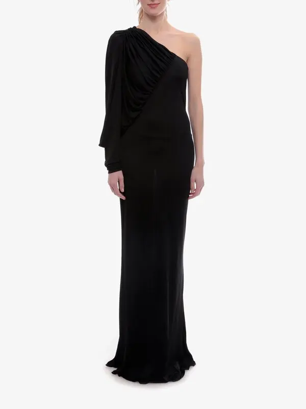 Saint Laurent Viscose Asymmetrical Dress - Black