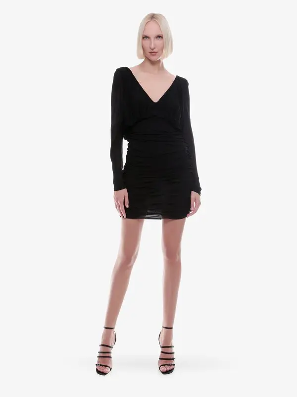 Saint Laurent Cupro Draped Dress - Black