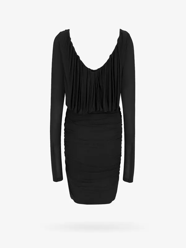 Saint Laurent Cupro Draped Dress - Black