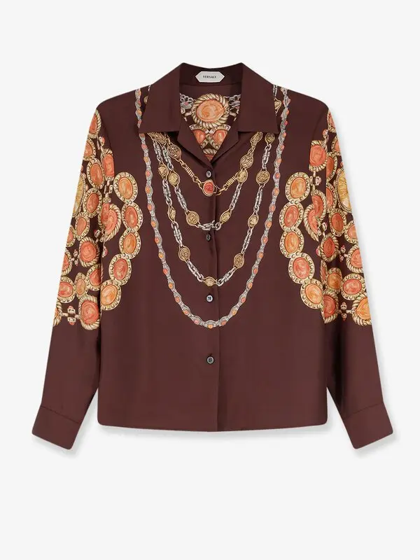 Versace Printed Silk Shirt - Brown