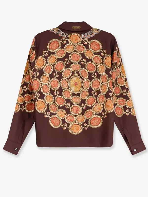 Versace Printed Silk Shirt - Brown