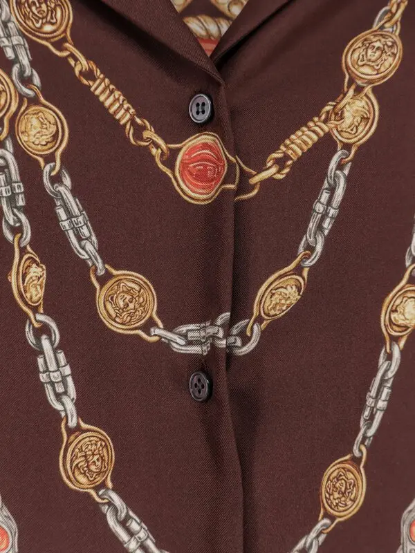 Versace Printed Silk Shirt - Brown
