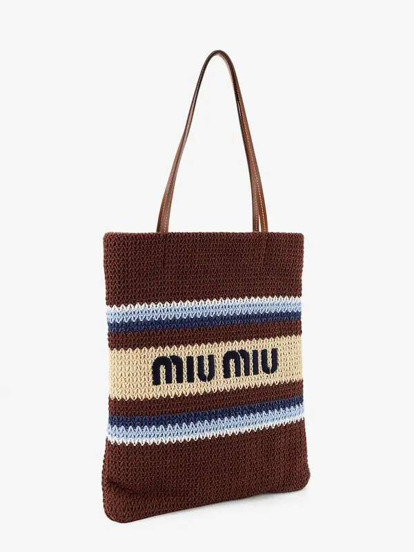 Miu Miu Knitted Shopping Bag With Embroidered Logo