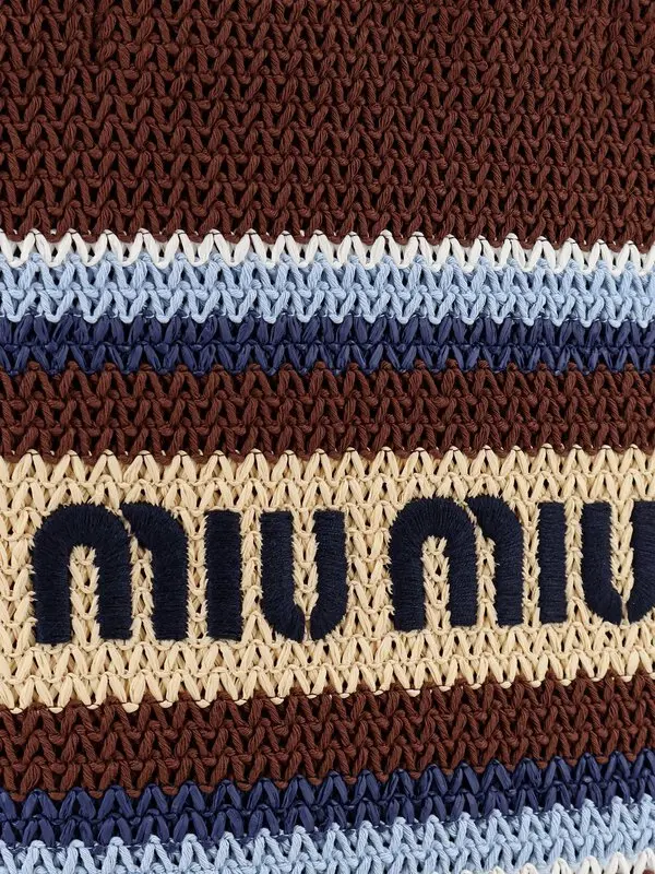 Miu Miu Knitted Shopping Bag With Embroidered Logo
