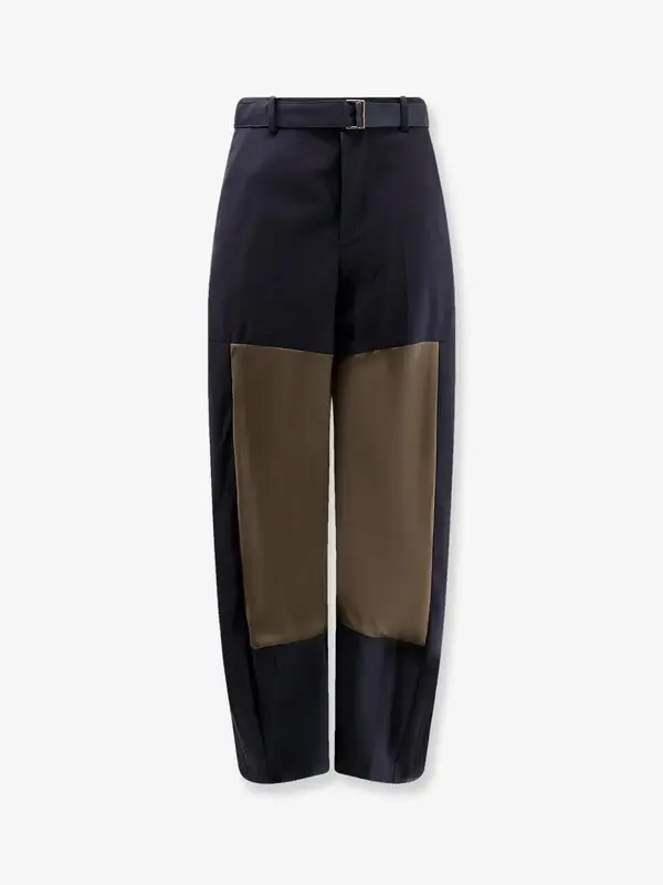 Sacai Wool Blend Trousers With Nylon Inserts - Blu
