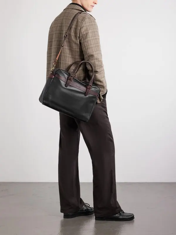 BLEU DE CHAUFFE Ledger Full-grain Leather Briefcase
