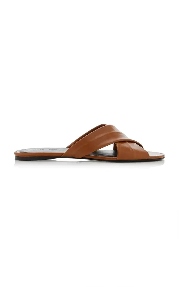 Khaite Liria Leather Flat Sandals - Brown