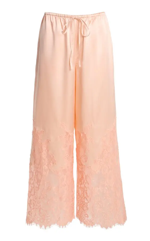 THIRD FORM Adore Lace-trimmed Silk-blend Wide-leg Pants - Pink
