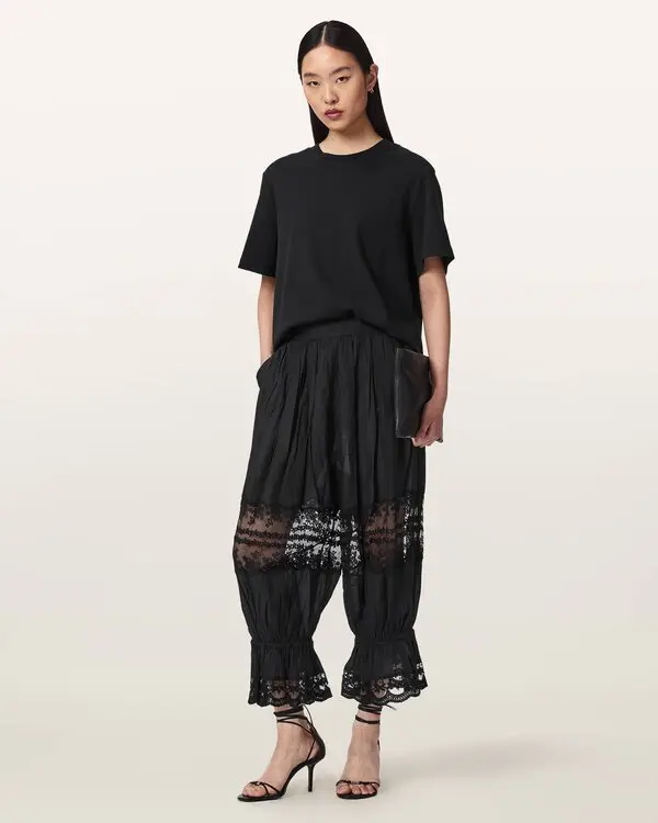 ALLSAINTS Solene Cropped Lace Pants - Black