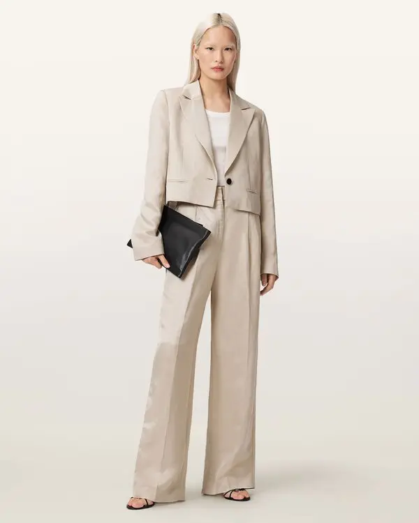ALLSAINTS Helena Tailored Wide Leg Linen Blend Pants