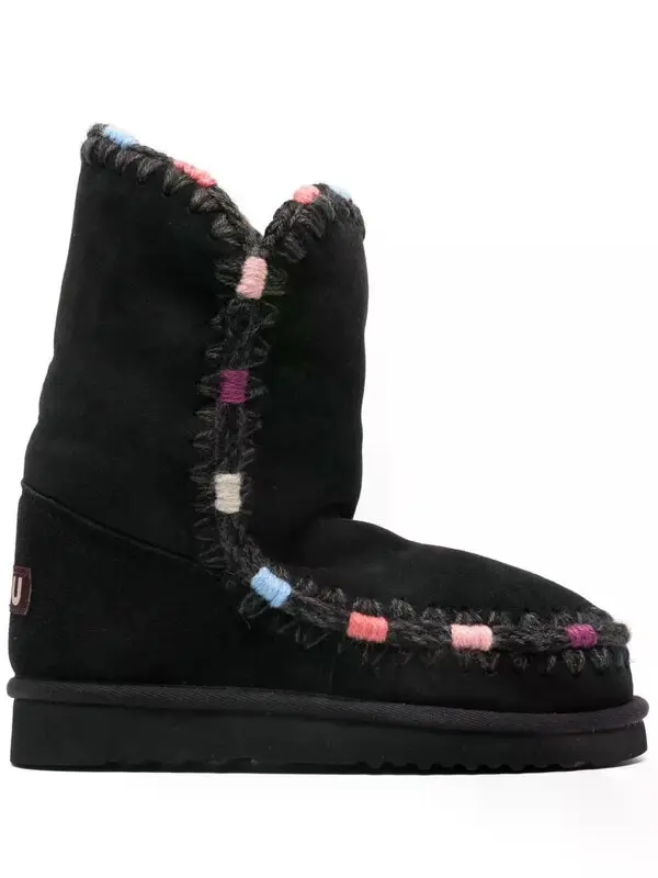 Mou 24 Logo-patch Sheepskin Shearling Boots - Black