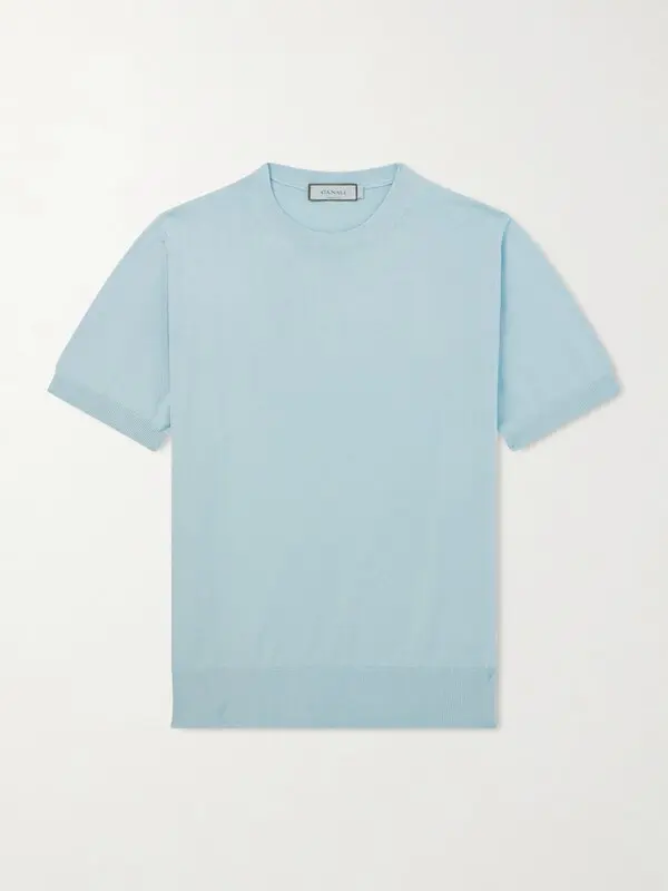 Canali Knitted Cotton T-shirt - Blue