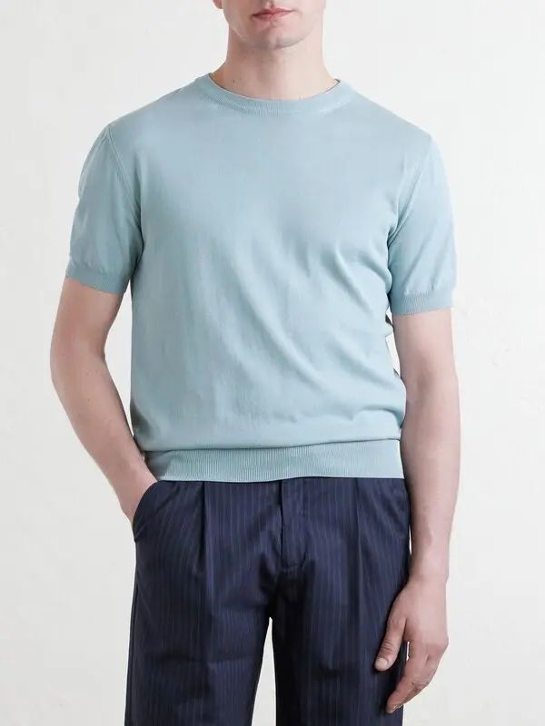 Canali Knitted Cotton T-shirt - Blue