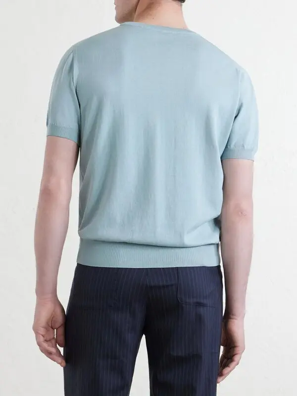Canali Knitted Cotton T-shirt - Blue