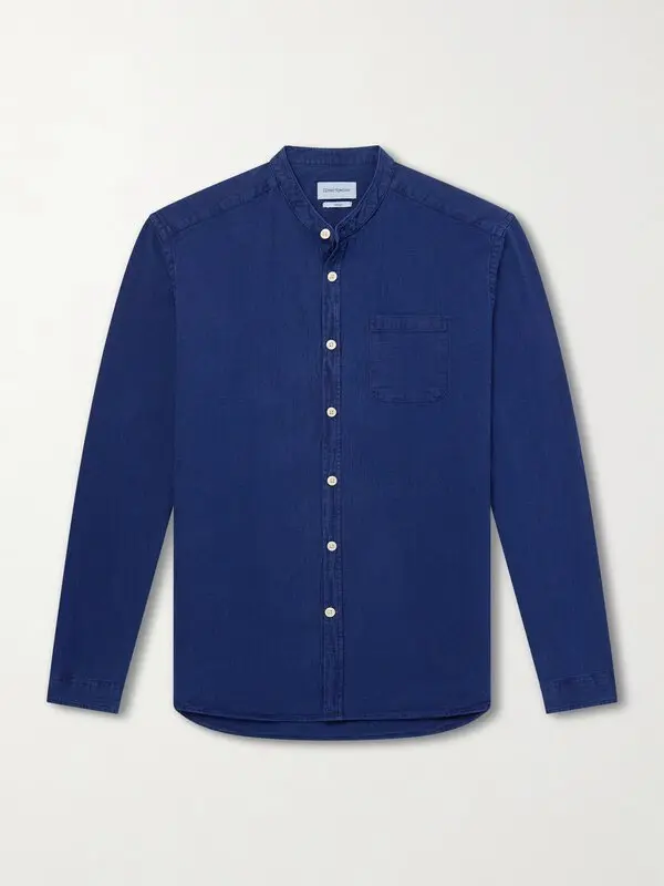 Oliver Peoples Kildale Grandad-collar Cotton Shirt - Blue