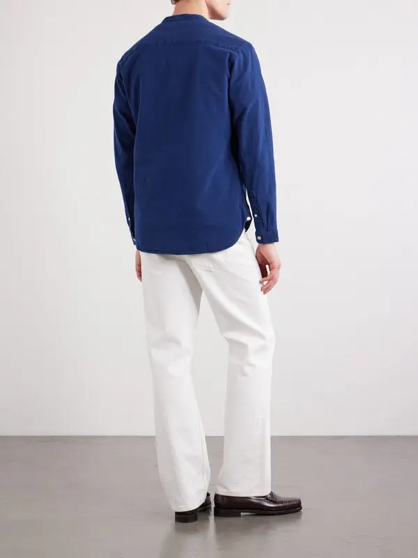 Oliver Peoples Kildale Grandad-collar Cotton Shirt - Blue