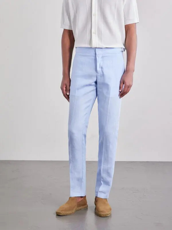 Orlebar Brown Griffon Straight-leg Linen Trousers - Blue