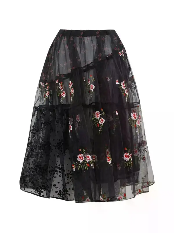 Simone Rocha Floral Embroidered Skirt
