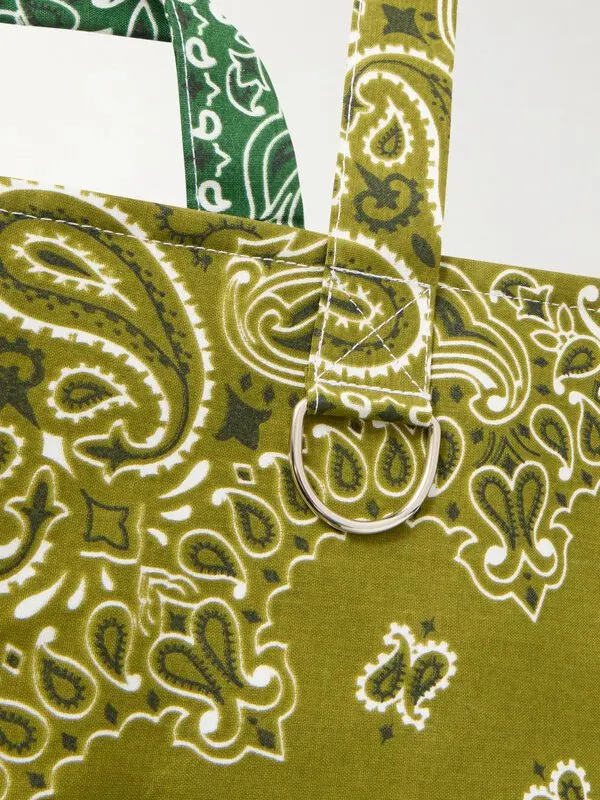 CALL IT BY YOUR NAME Maxi Basket Printed Cotton Tote Bag - Green