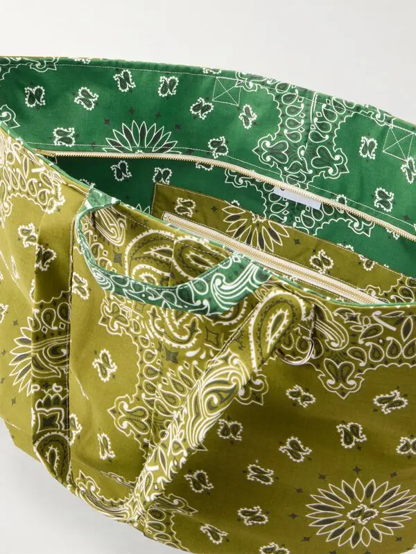 CALL IT BY YOUR NAME Maxi Basket Printed Cotton Tote Bag - Green