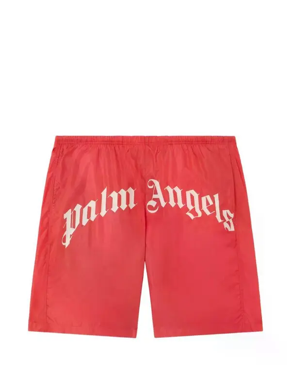Palm Angels Curved Logo Swimshorts - Red