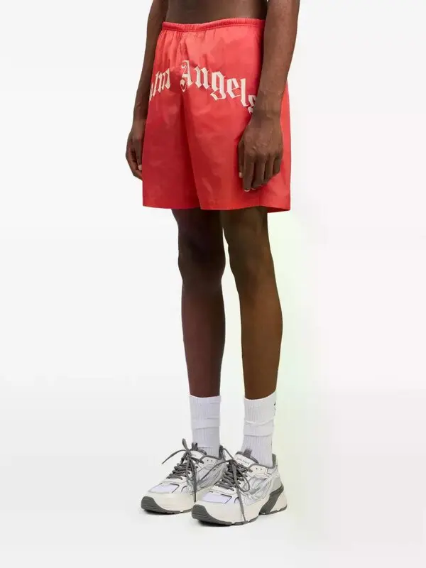 Palm Angels Curved Logo Swimshorts - Red
