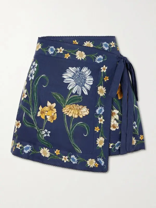 Agua Bendita Luna Floral-print Pareo - Blue