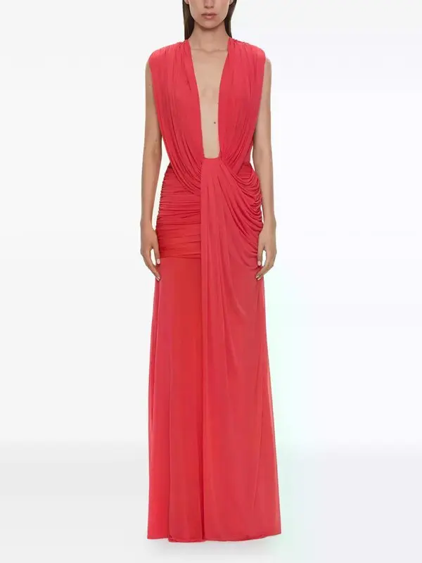 Christopher Esber Ripple Ruched Draped Maxi Dress - Red