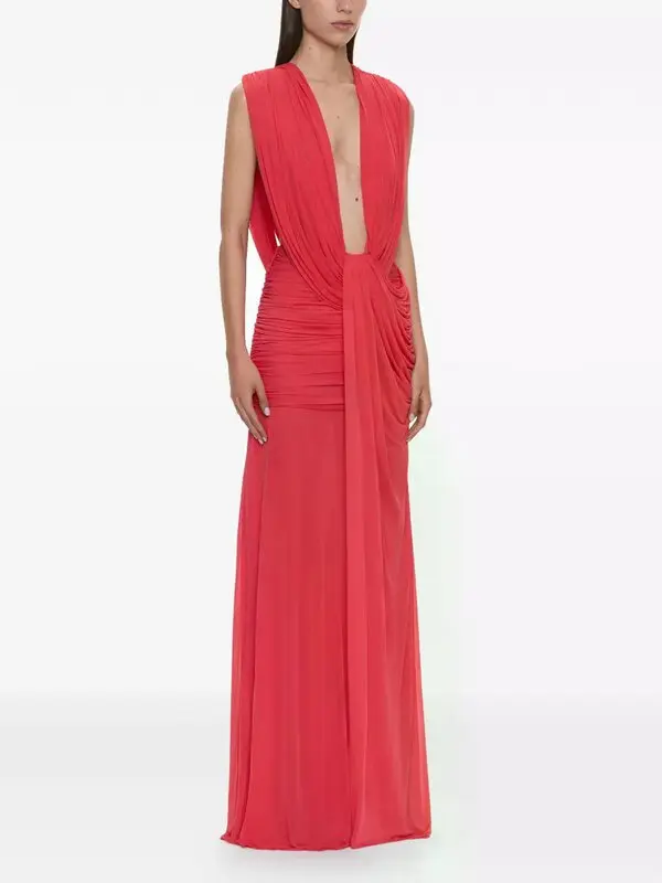 Christopher Esber Ripple Ruched Draped Maxi Dress - Red