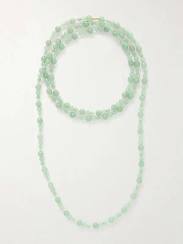 JENNIFER BEHR Veda Gold-tone Aventurine Necklace - Light Green