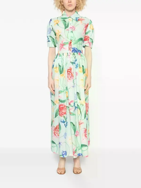 LAVI COUTURE Floral-print Pleated Maxi Dress