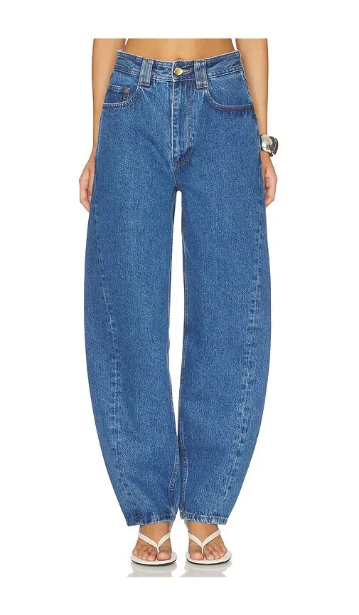 Aje Stevie Barrel Ankle Jeans - Mid Wash Blue