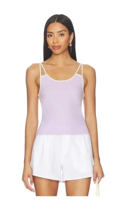 RE/DONE Contrast Spaghetti Tank Top - Baby Violet W,white