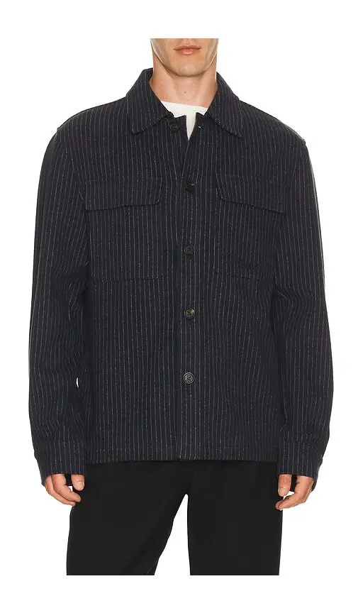 Mackage Porter Overshirt In Navy - Navy & Cream
