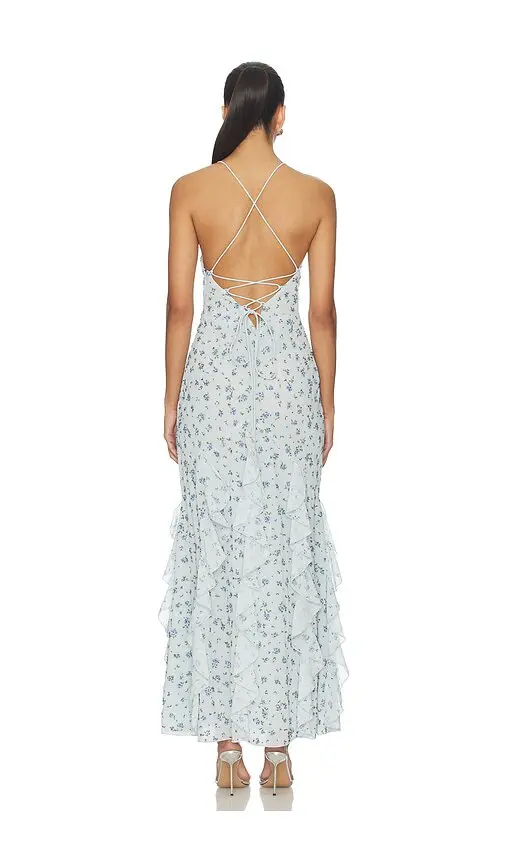 For Love & Lemons Elea Beaded Maxi Dress - Blue