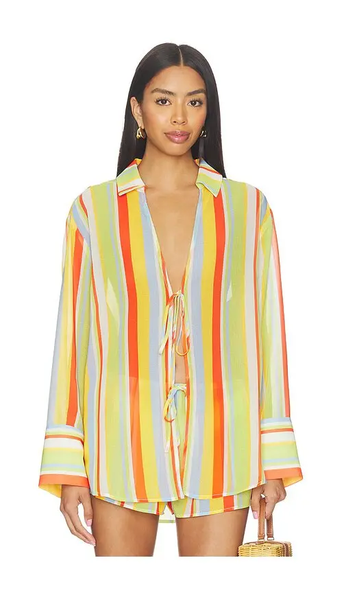 Solid & Striped The Jaclyn Tunic In Orange,green - St. Barths Stripe