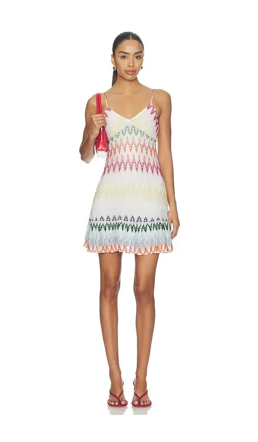 Missoni Sleeveless Short Dress - Multicolor On White Base