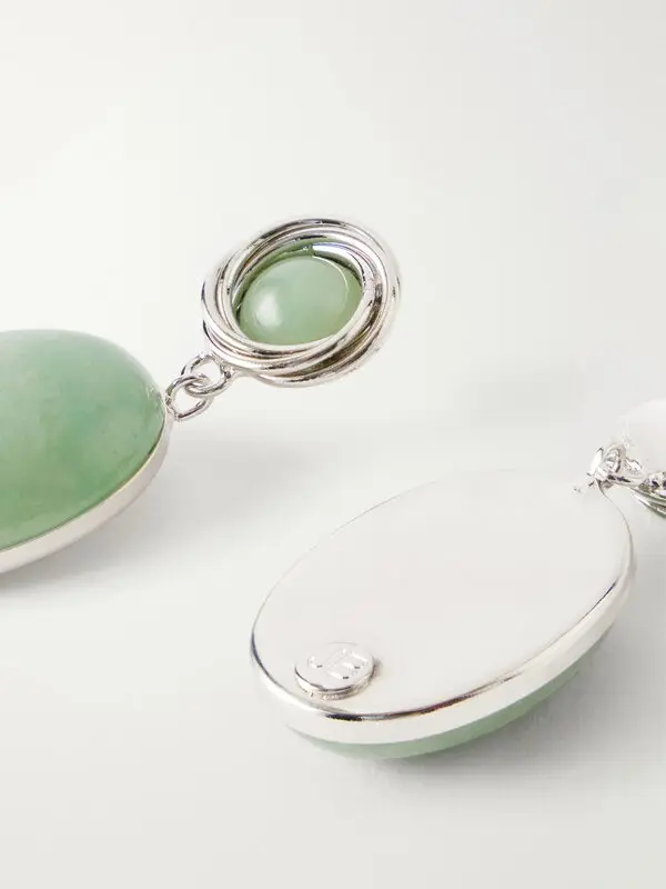 JENNIFER BEHR Ruthie Silver-tone Aventurine Drop Earrings - Green
