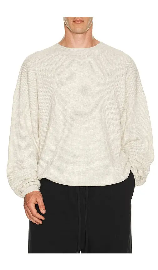 Fear Of God Signature Waffle 90's Crewneck Sweater - Oatmeal Heather